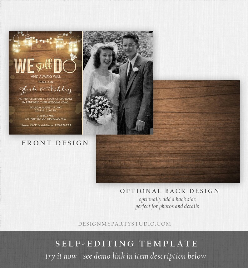 Editable We Still Do Wedding Anniversary Invitation Rustic - Etsy