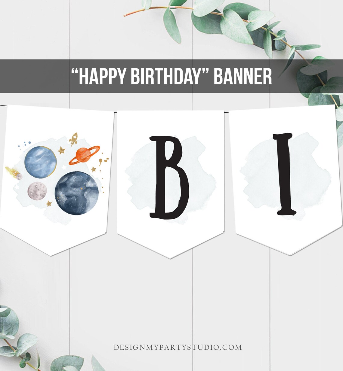 Happy Birthday Banner Outer Space Planets Banner Boy Galaxy - Etsy