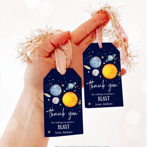 Editable Outer Space Favor Tags Space Birthday Thank You Label Galaxy ...