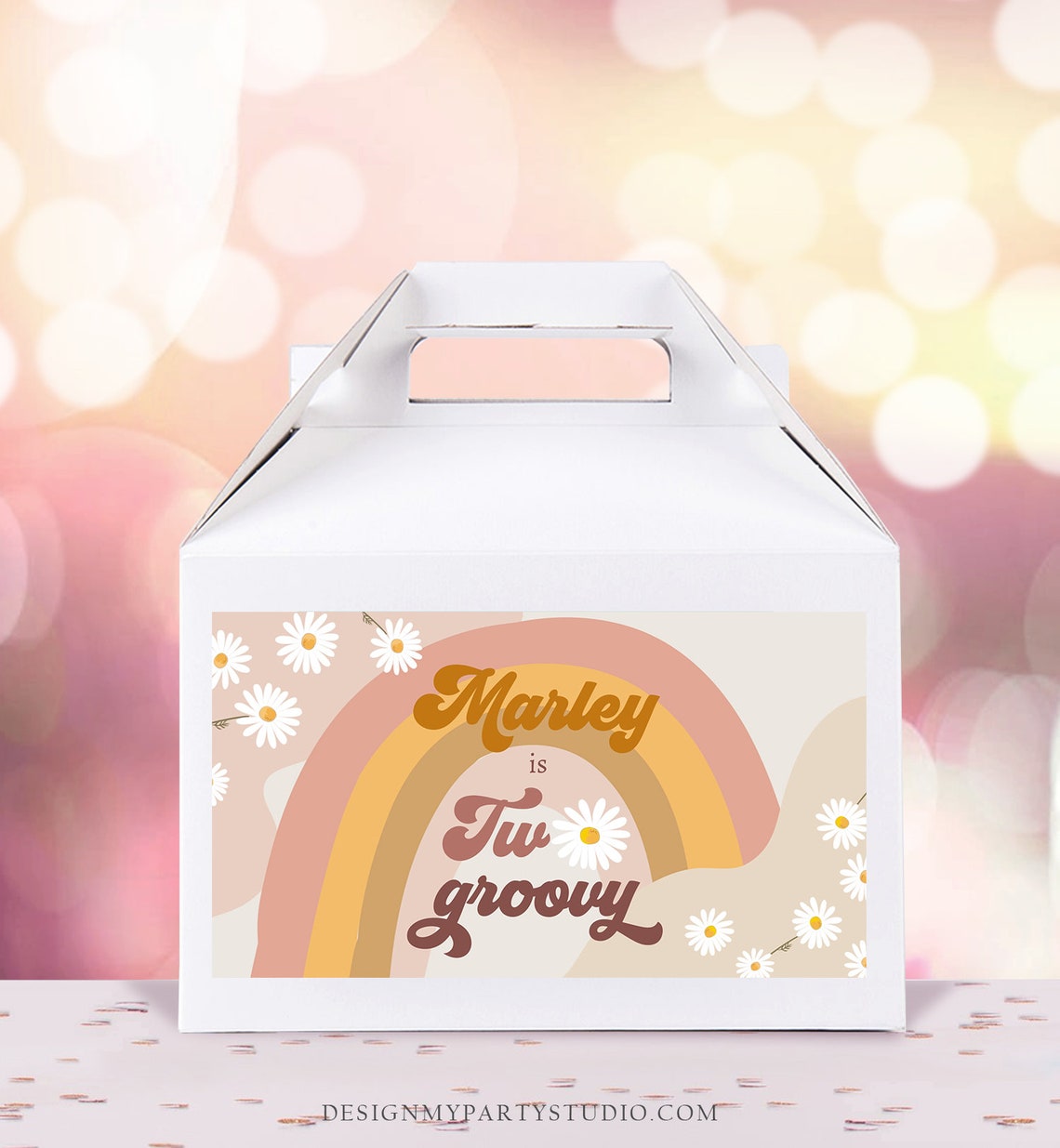 Editable Groovy Birthday Party Gable Box Favor Label Hippie - Etsy