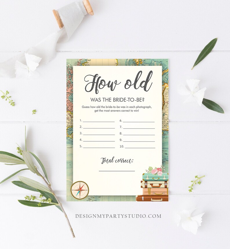 Editable How Old Was the Bride to Be Bridal Shower Game Travel - Etsy