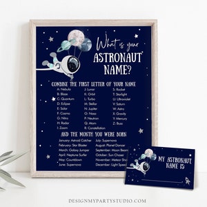 Editable What is Your Astronaut Name Game Outer Space Birthday Galaxy ...