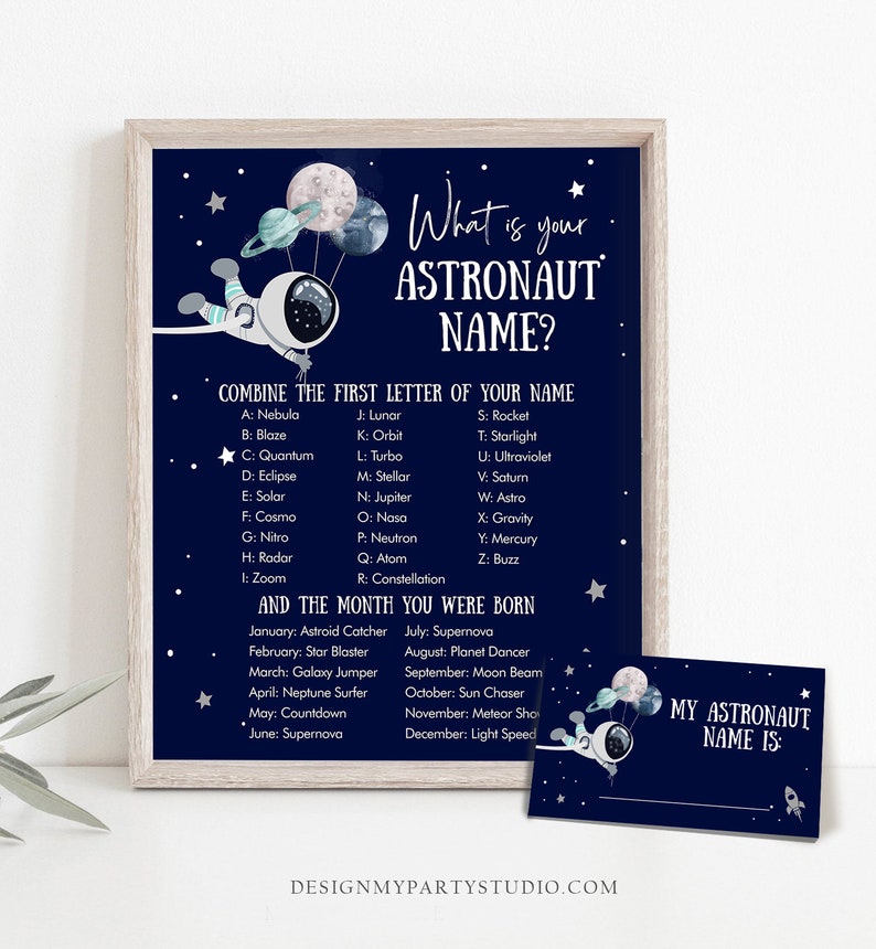 Editable What is Your Astronaut Name Game Outer Space Birthday - Etsy