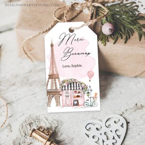 Editable Paris Birthday Favor Tag Merci Beaucoup French Patisserie ...