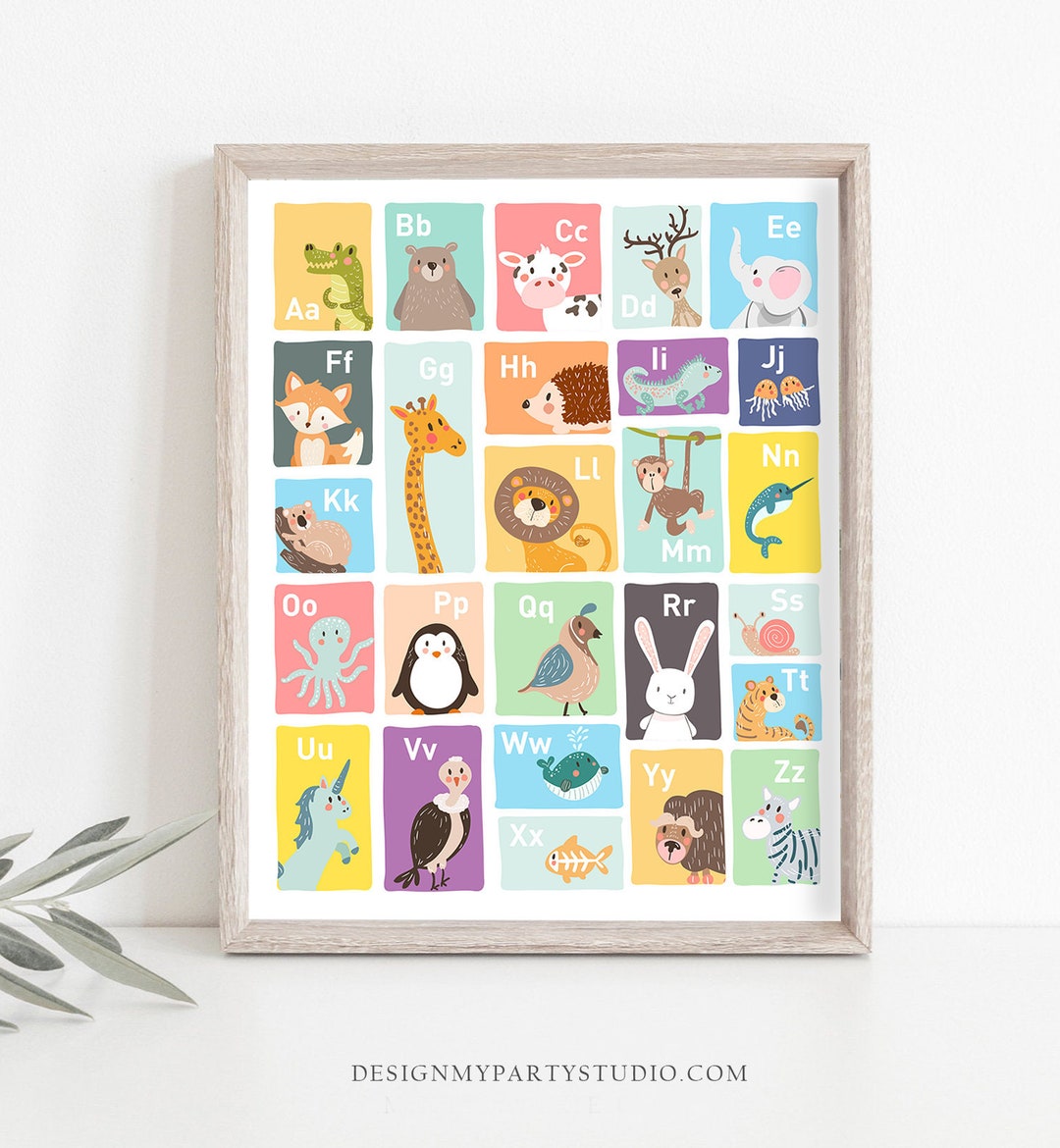 Alphabet Animals Wall Art Alphabet Zoo Wild Animals ABC Poster Nursery ...