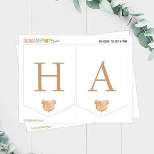 Happy Birthday Banner Teddy Bear Banner Girl Beary First Birthday ...