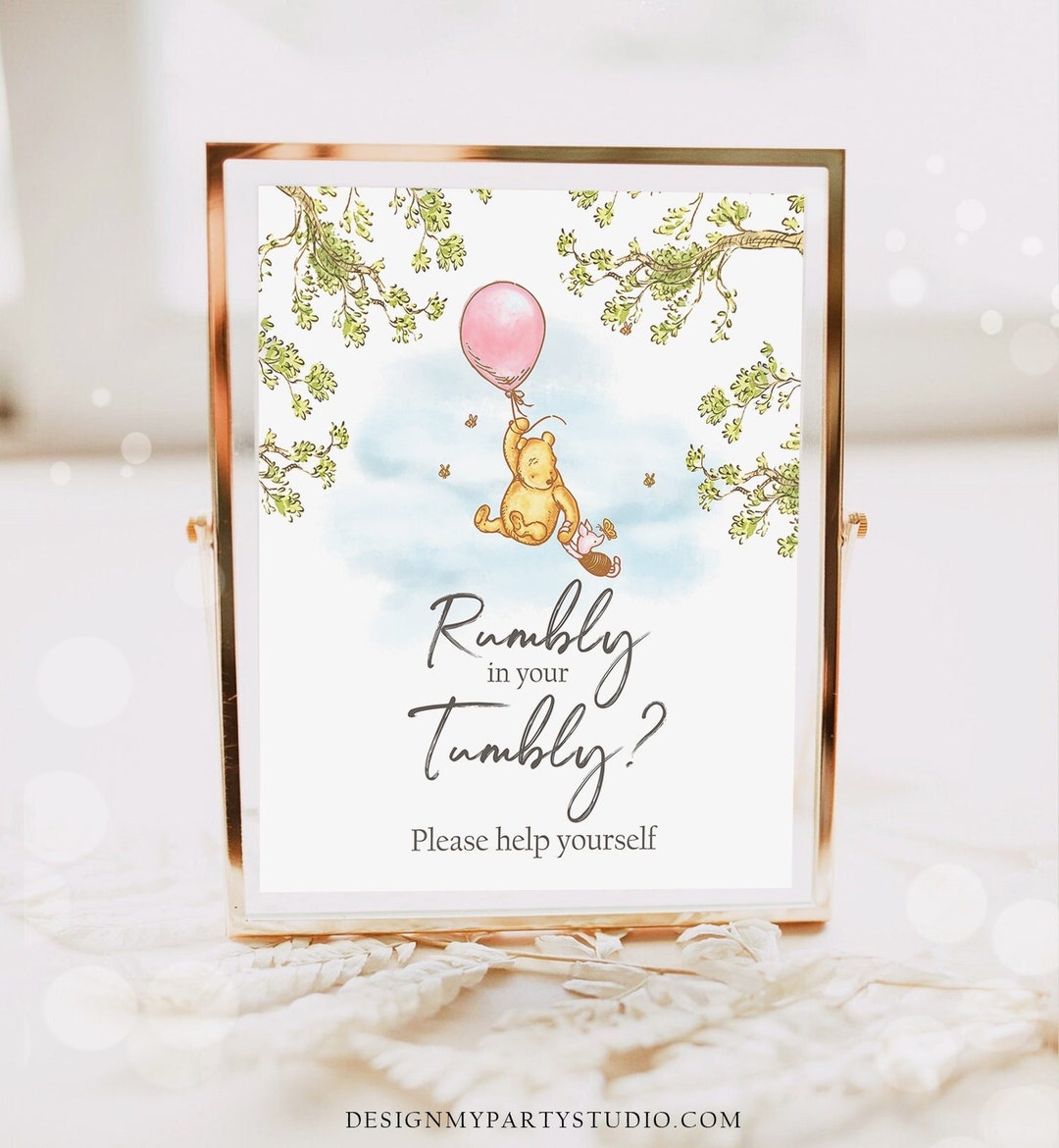 Rumbly in Your Tumbly Sign Classic Winnie the Pooh Snacks Pooh Birthday ...
