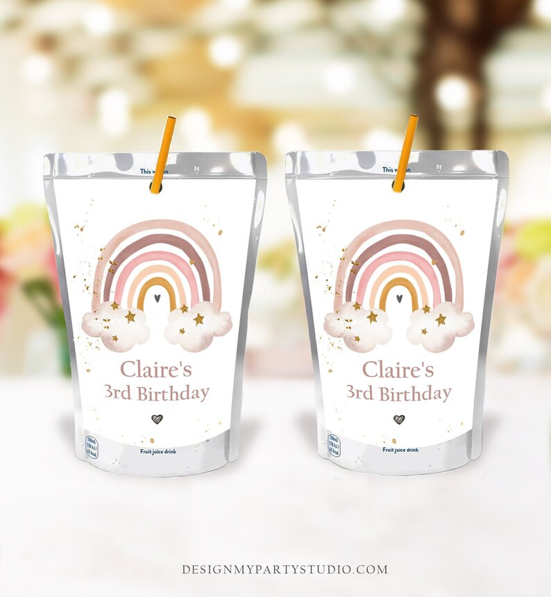 Editable Rainbow Capri Sun Labels Juice Pouch Labels - Etsy