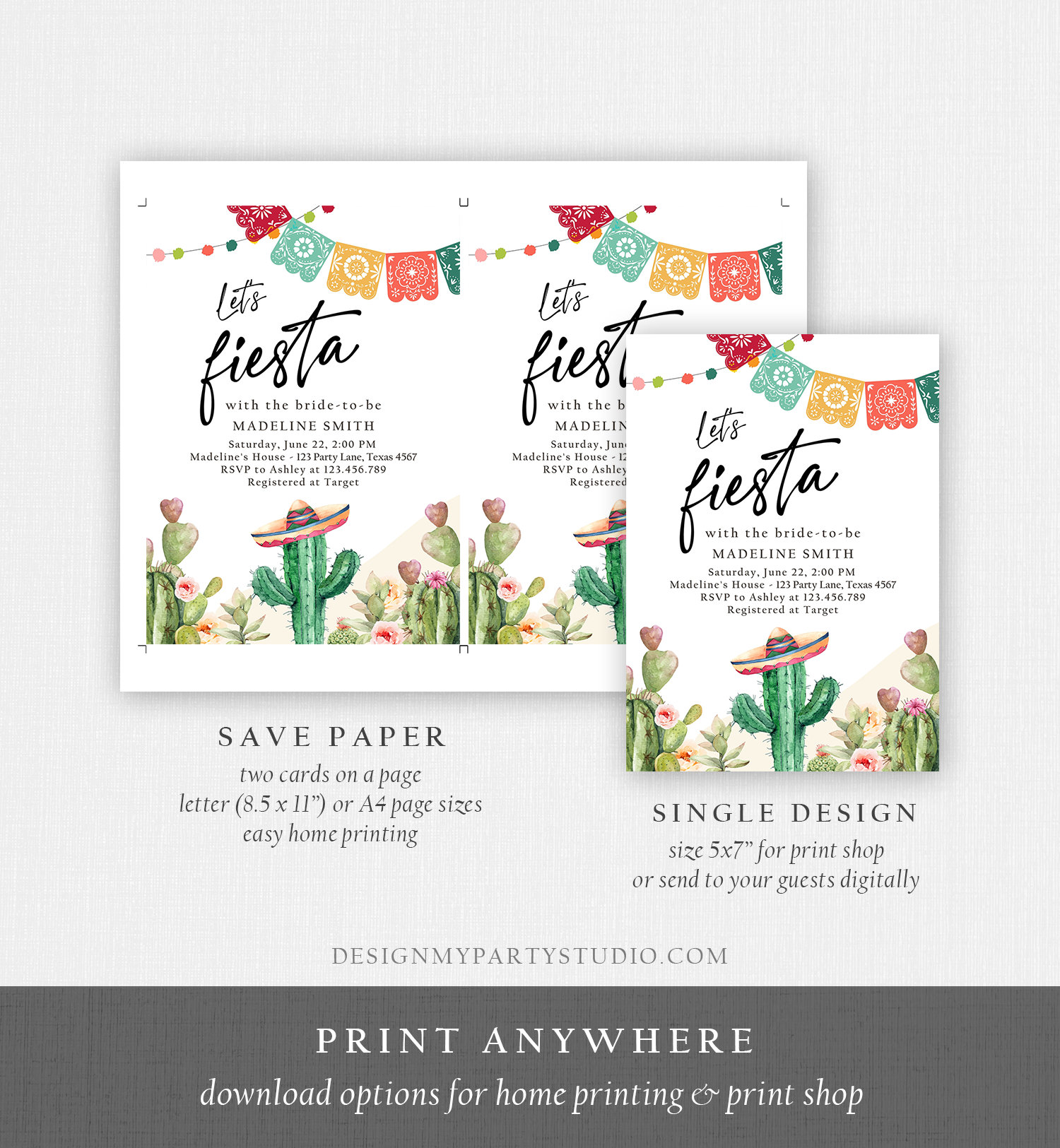 Editable Fiesta Bridal Shower Invitation Couples Shower - Etsy