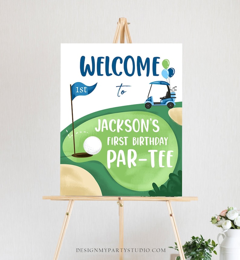 Editable Golf Birthday Welcome Sign 1st Birthday Boy Hole in - Etsy