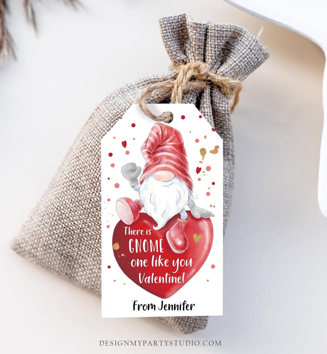 Editable Gnome Valentine Tag Valentine Cards for Kids School Valentine ...