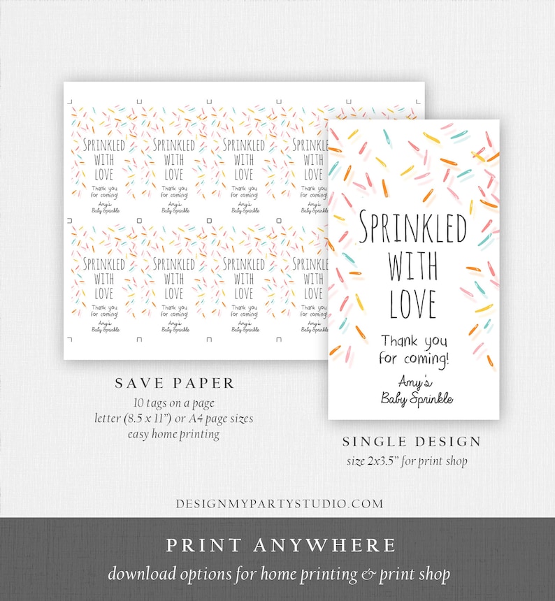 Editable Sprinkled With Love Favor Tags Baby Sprinkle Thank - Etsy