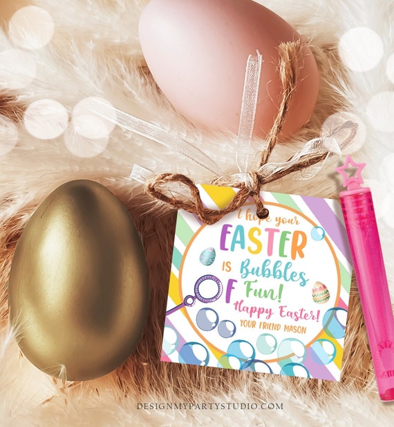 Editable Easter Bubbles Tag Easter Tags Kids Easter Gift Tag Classroom ...