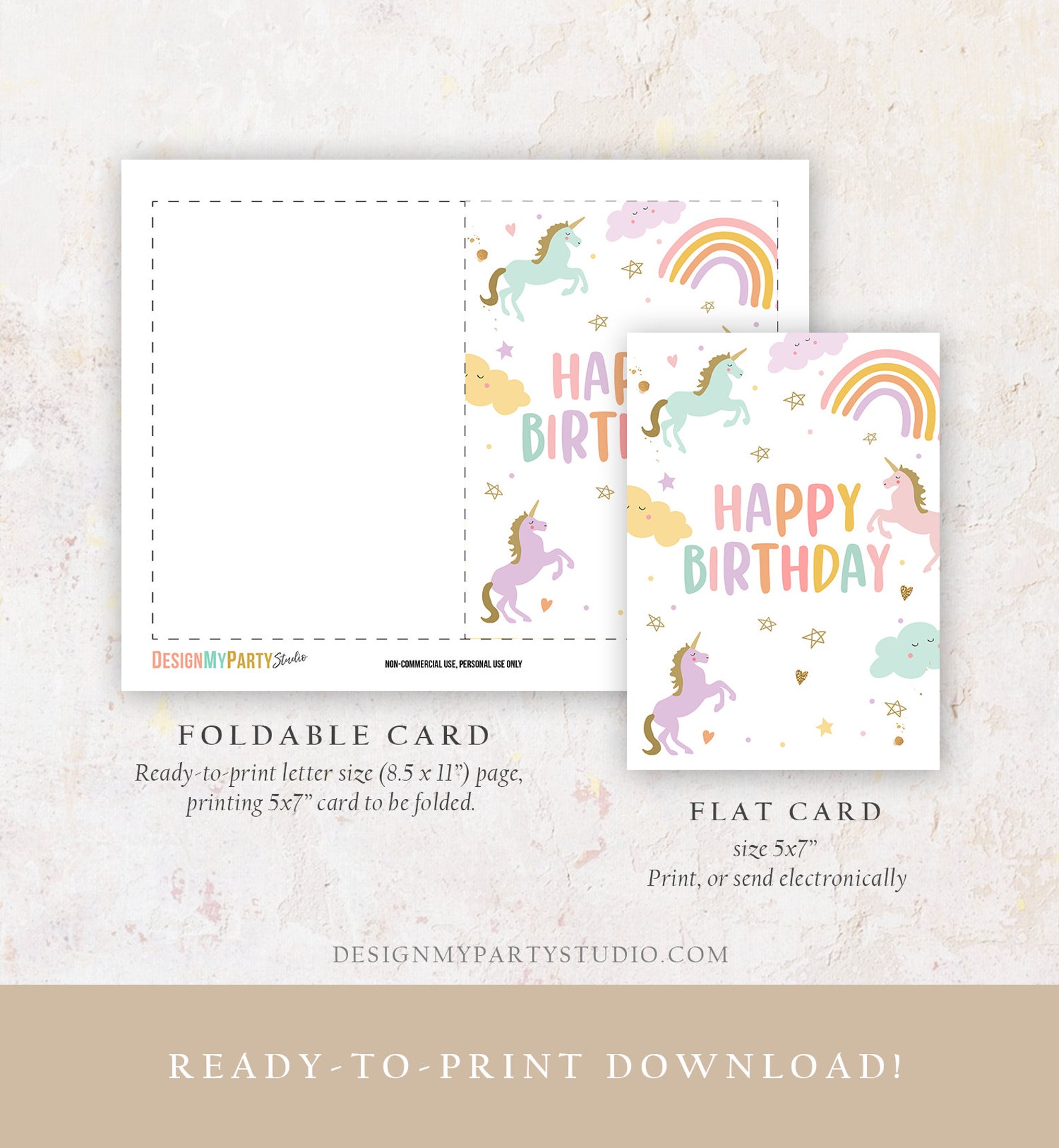 Happy Birthday Card Unicorn Birthday Greeting Card Unicorn Magical ...