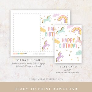 Happy Birthday Card Unicorn Birthday Greeting Card Unicorn Magical ...