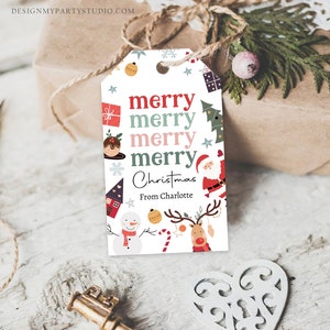 Editable Christmas Gift Tags Holiday Favor Tags Merry Christmas Holiday ...