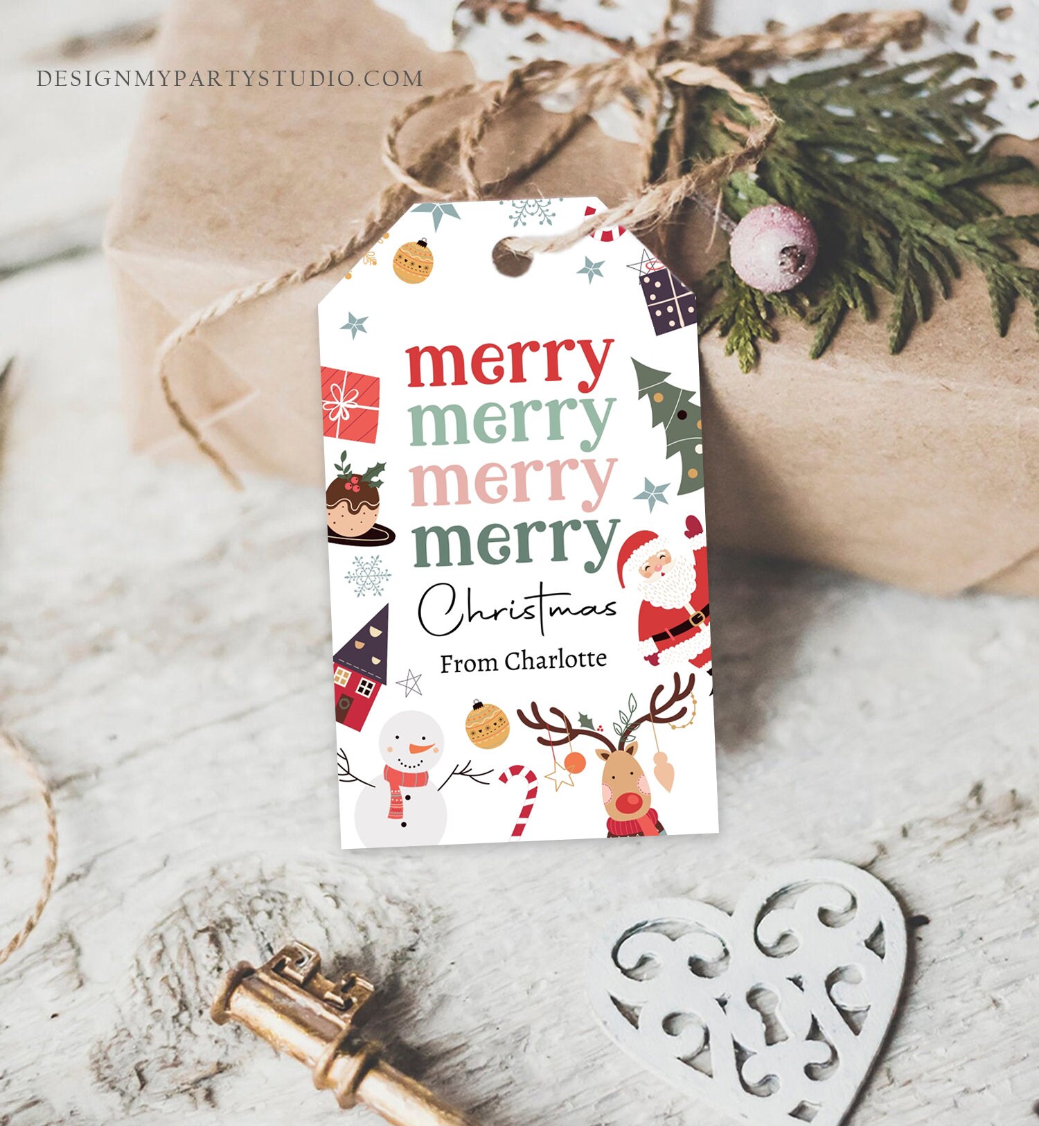 Editable Christmas Gift Tags Holiday Favor Tags Merry Christmas Holiday ...