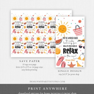 Editable Summer Teacher Appreciation Gift Tag Kids Your Turn to Relax ...
