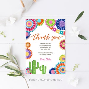 Editable Fiesta Birthday Thank You Card Insert Let's Fiesta Mexican ...