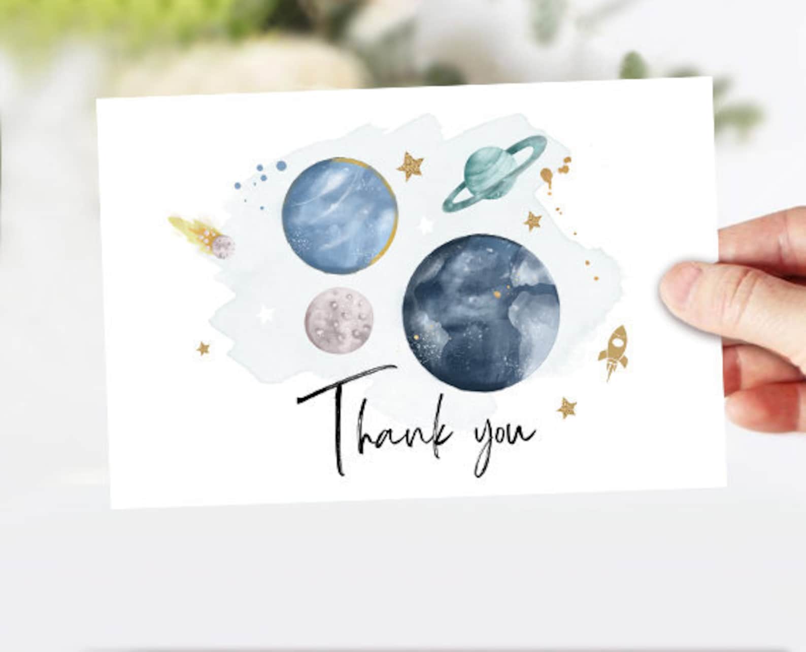 Space Thank You Card Galaxy Thank You Note 4x6 Rustic | Etsy