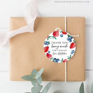 Editable Strawberry Blueberry Favor Tags Berry First Birthday Thank You ...