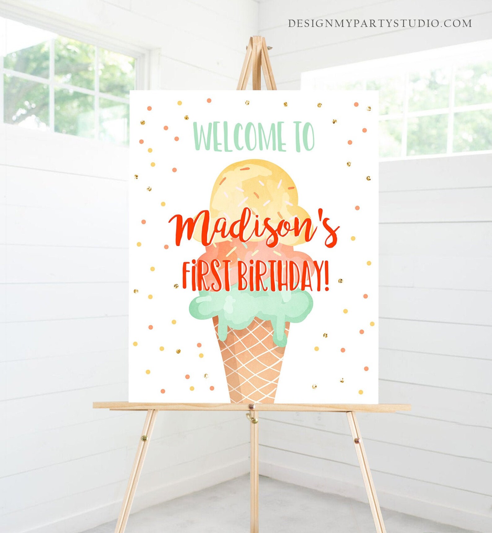 Editable Ice Cream Party Welcome Sign Ice Cream Birthday - Etsy