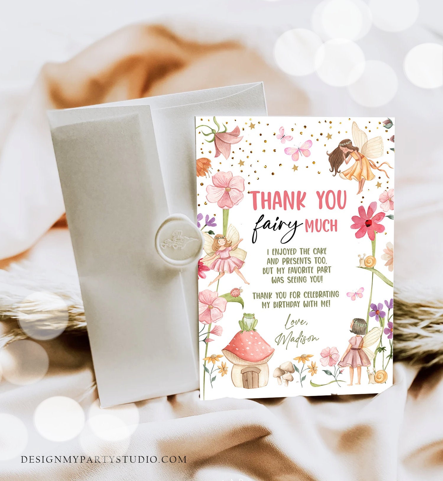 Editable Fairy Birthday Thank You Card Fairy Garden Birthday - Etsy