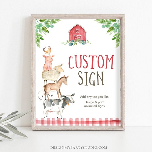 Editable Custom Sign Farm Animals Sign Boy Barnyard Birthday - Etsy
