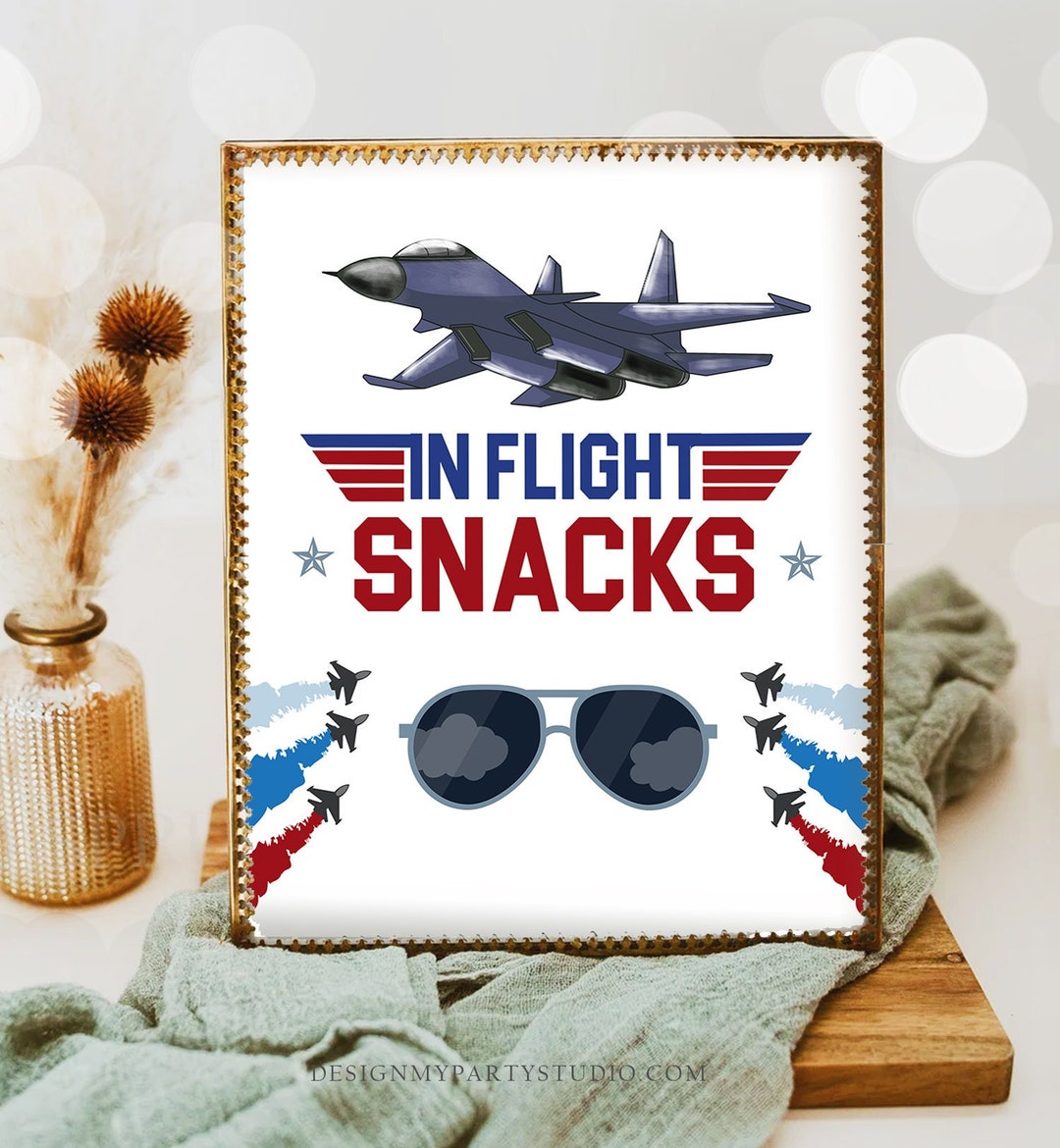 In Flight Snacks Sign Airplane Birthday Party Sign Fighter Jet - Etsy