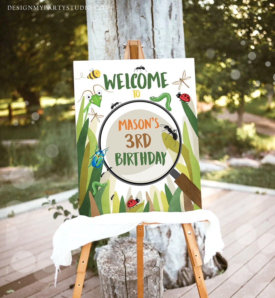 Editable Bug Birthday Welcome Sign Boy Bug Party Outdoor Bug Hunt ...