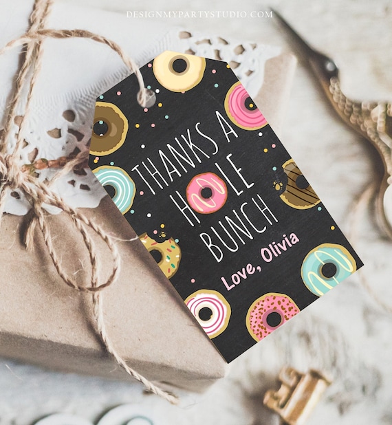 Editable Donut Favor Tags Tags Donut Birthday Donut Thank you tags A ...