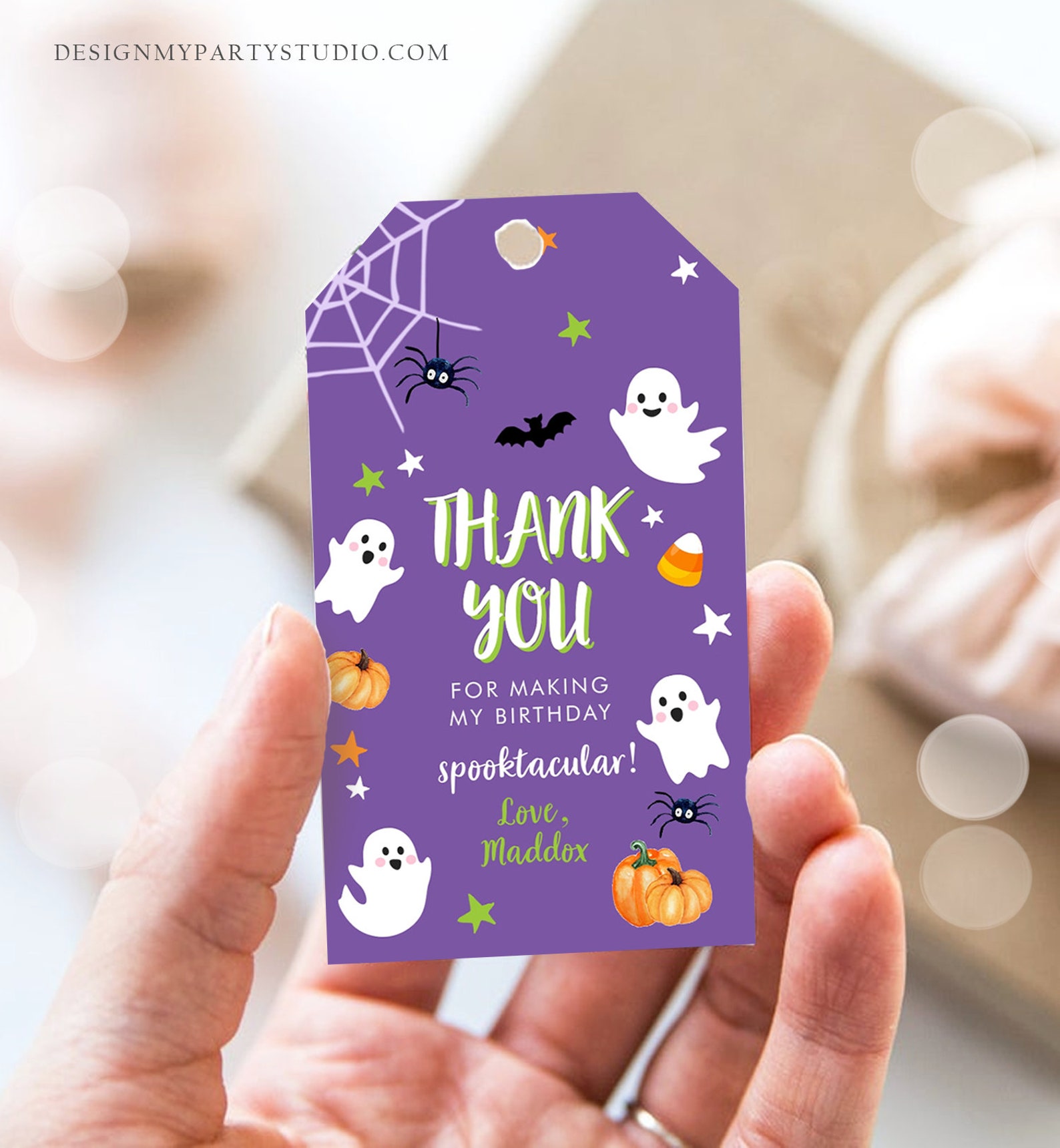 Editable Halloween Birthday Thank You Favor Tags Costume Party - Etsy