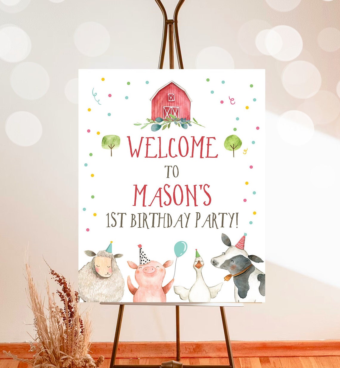 Editable Farm Birthday Welcome Sign Boy Barnyard Welcome Sign Party ...