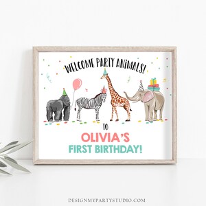Editable Party Animals Welcome Sign Party Animal Sign Zoo Safari ...