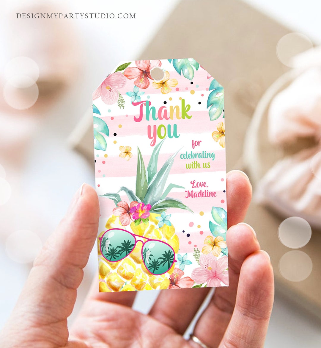 Editable Tropical Aloha Hawaiian Favor Tag Luau Birthday Party ...