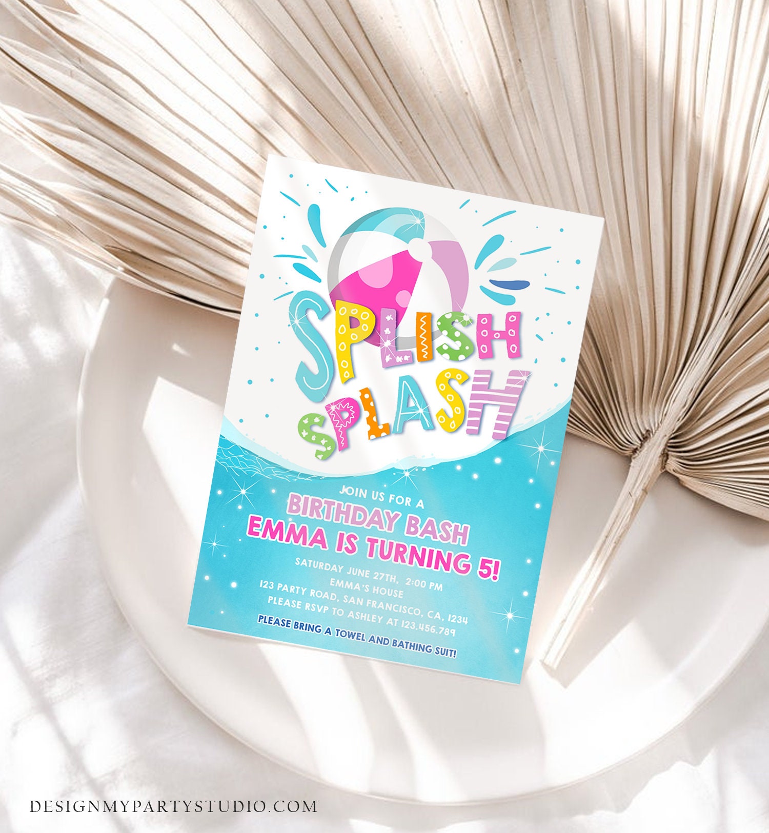 Editable Splish Splash Birthday Invitation Pool Party Boy - Etsy