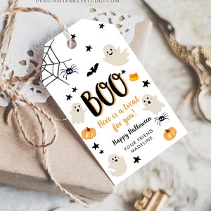 Editable Halloween Favor Tags Boo Gift Tag Costume Party Trick or Treat ...
