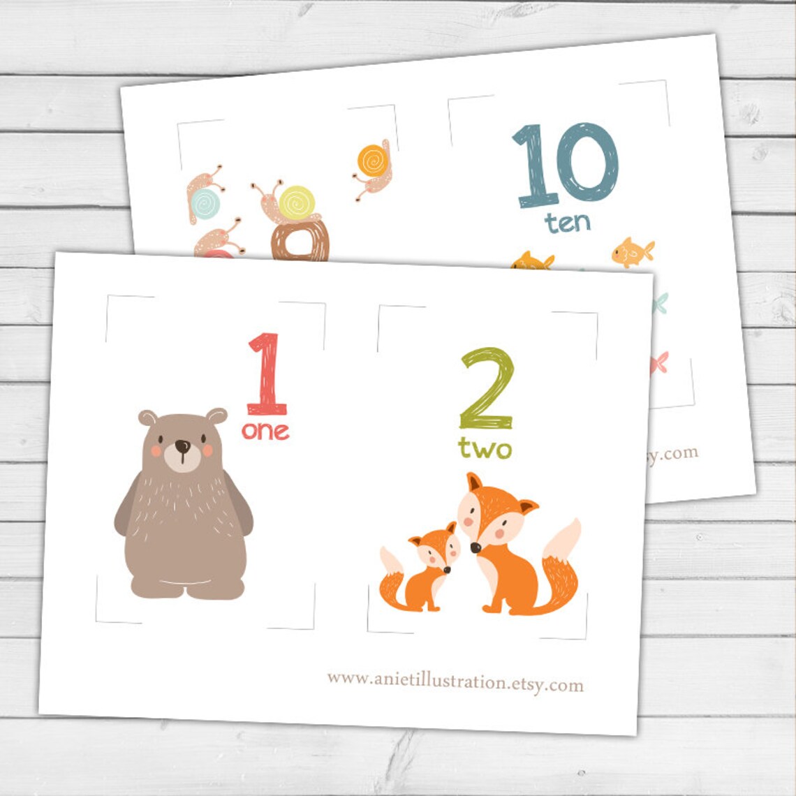 PRINTABLE Animal Numbers Card Set Number Flash Cards Nursery Wall Cards ...