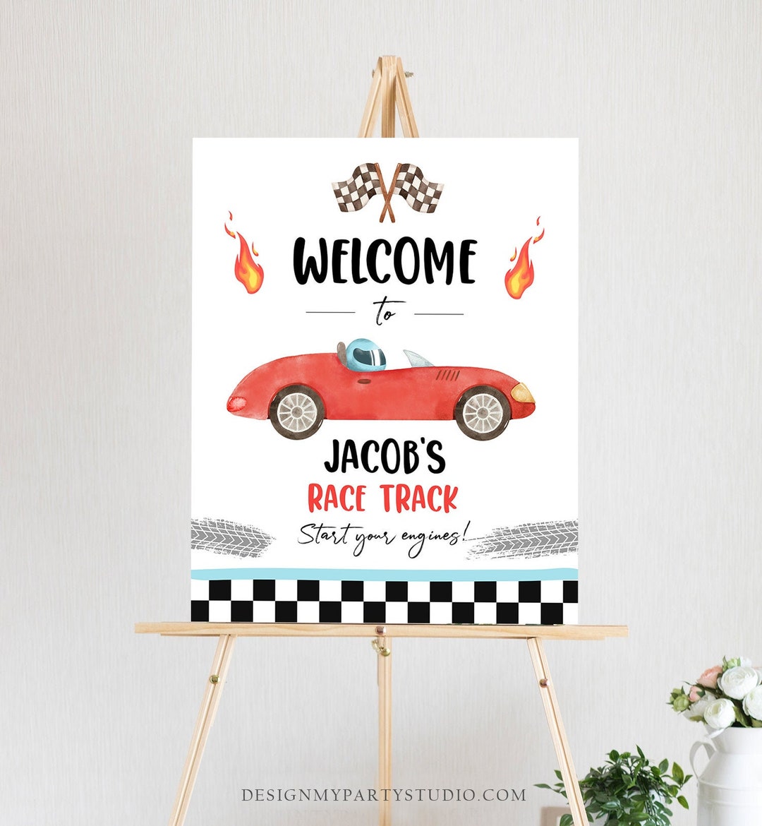 Editable Racing Birthday Welcome Sign Race Car Birthday Sign Growing up ...