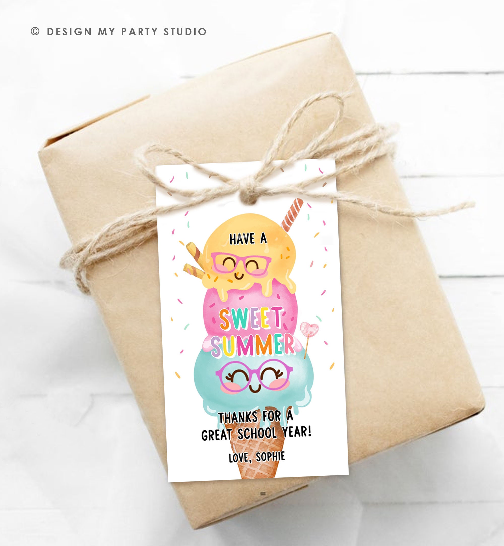 Editable Last Day of School Tag Sweet Summer Teacher Thank You Gift Tag ...