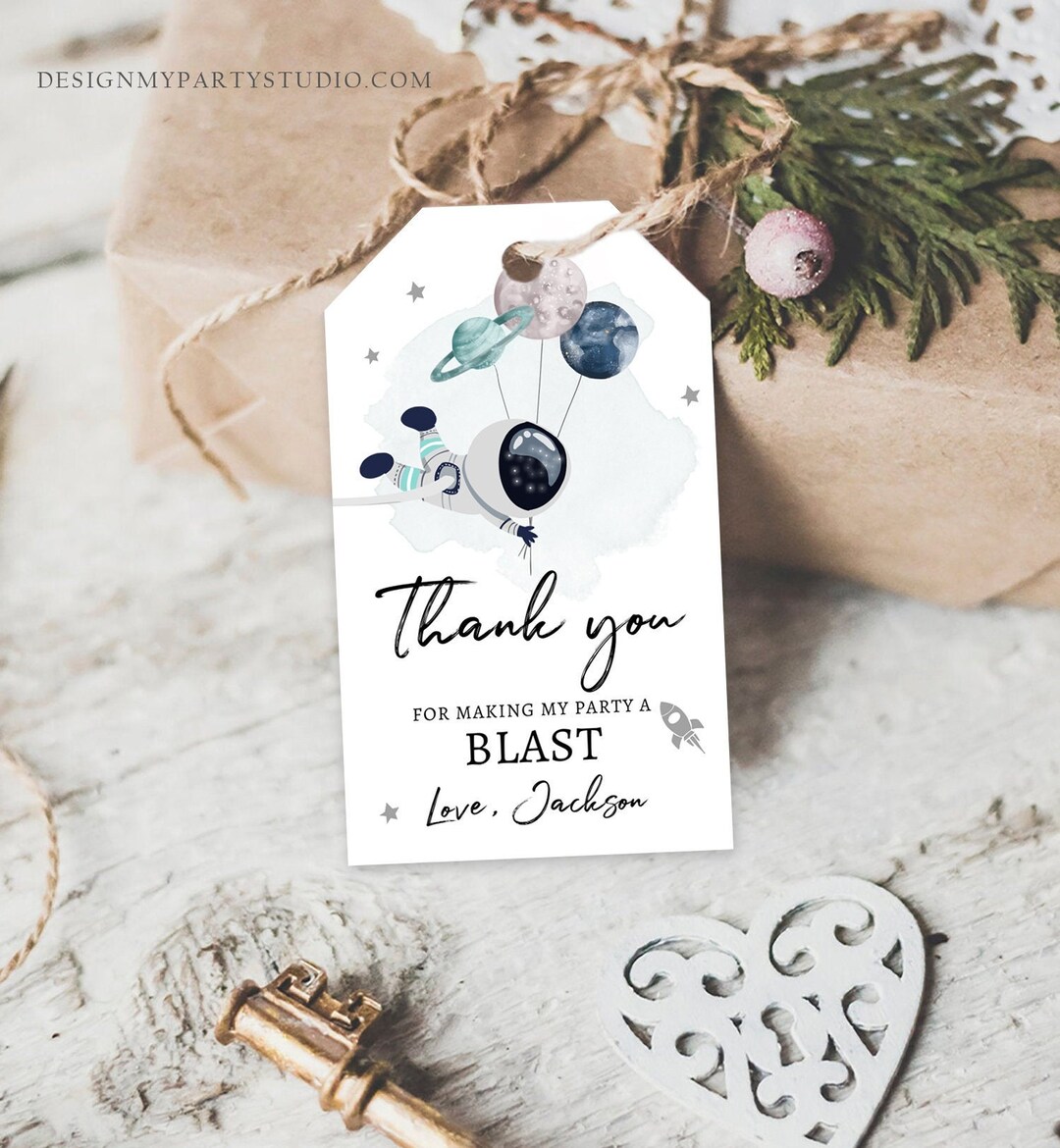 Editable Outer Space Favor Tag Space Birthday Thank You Label Galaxy ...