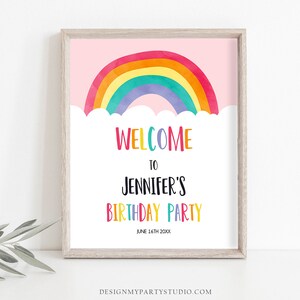 Editable Rainbow Welcome Sign Rainbow Birthday Party Sign Colorful ...