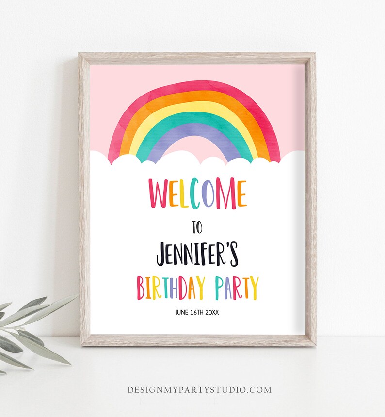 Editable Rainbow Welcome Sign Rainbow Birthday Party Sign | Etsy