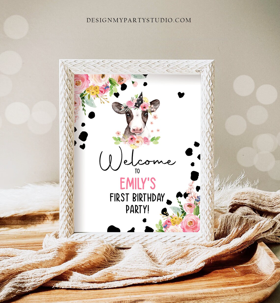 Editable Cow Birthday Welcome Sign Barnyard Birthday Welcome - Etsy