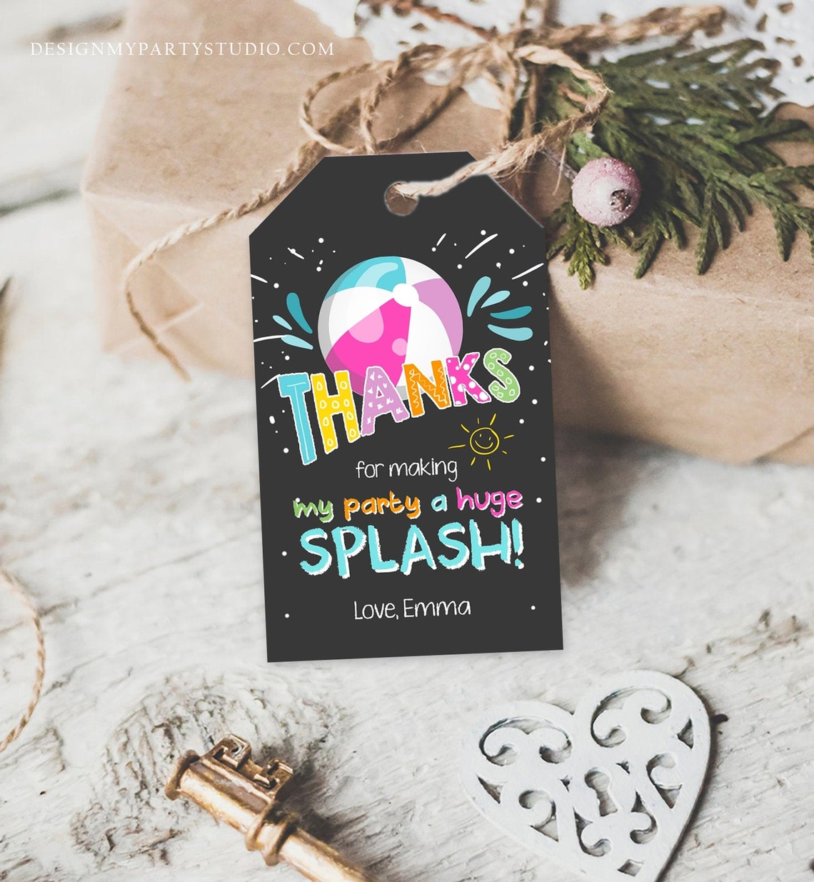Editable Pool Party Favor Tags Tags Pool Party Birthday Thank | Etsy
