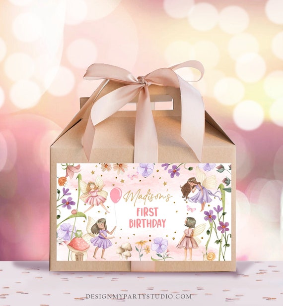 Editable Fairy Birthday Gable Gift Box Label Fantasy Fairies Birthday ...