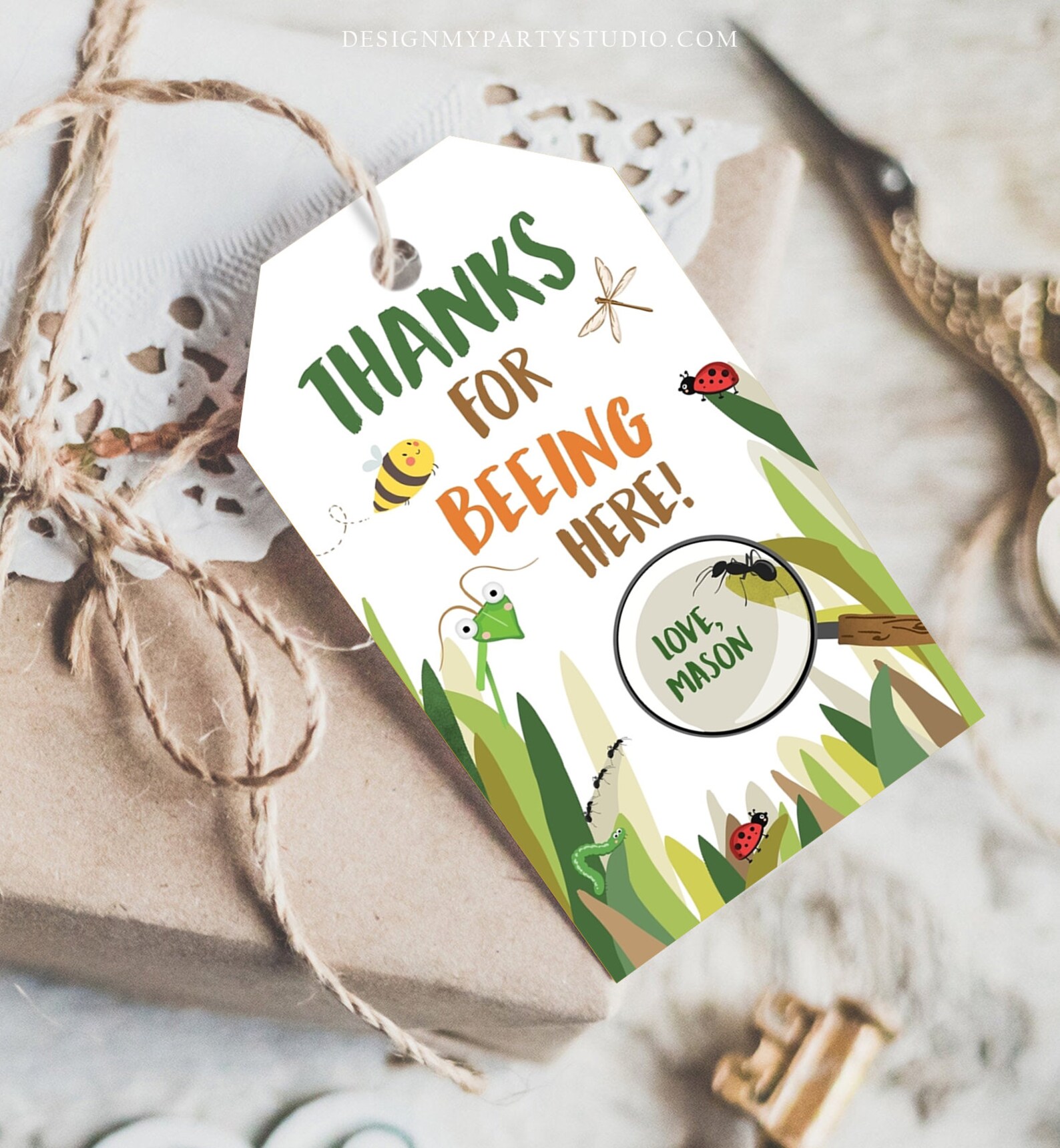 Editable Bug Favor Tags Bug Birthday Bugs Thank You Tags Label Bug ...