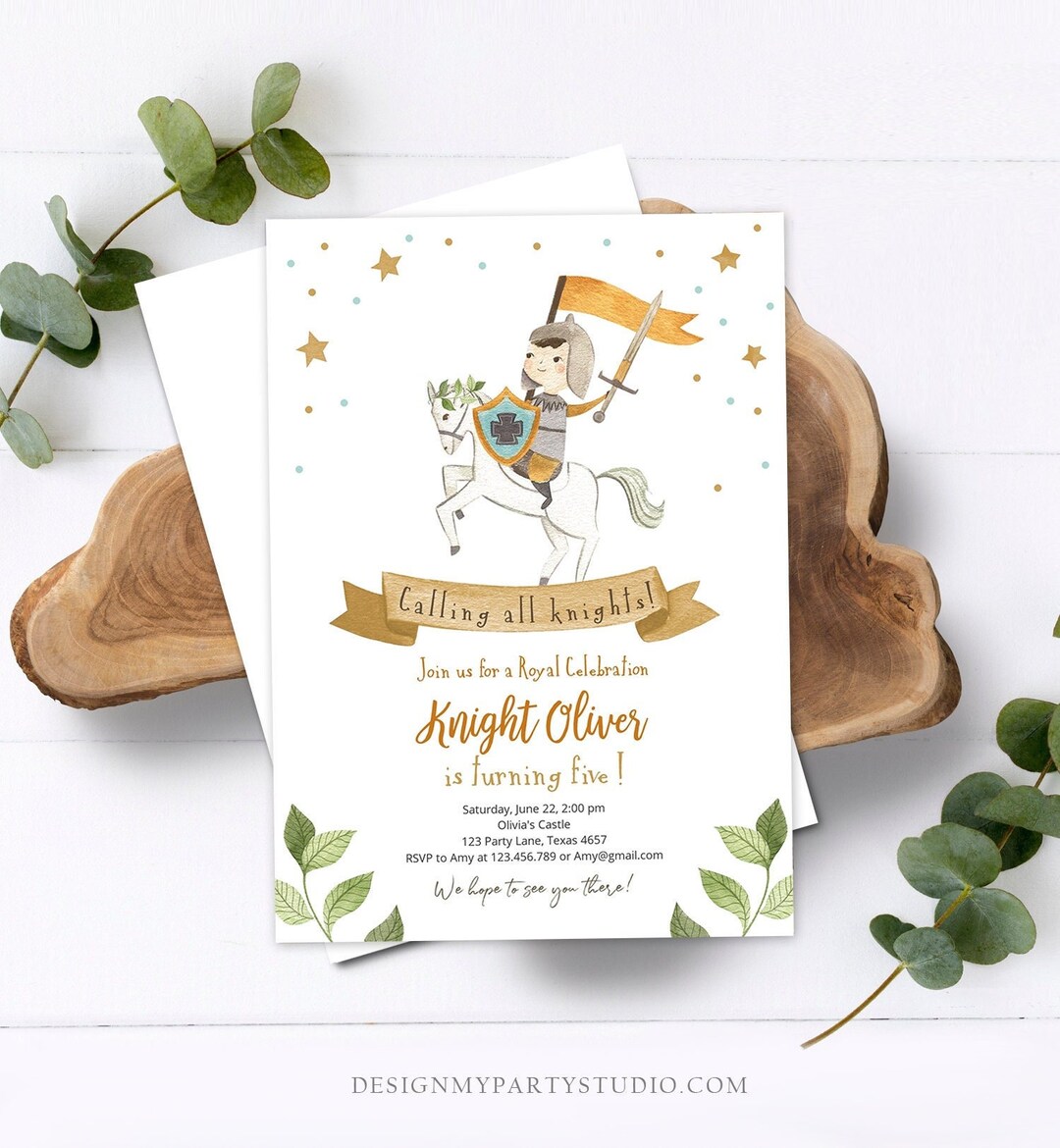 Editable Knight Birthday Invitation Boy Royal Birthday Once Upon a Time ...