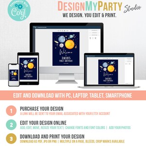 Editable Outer Space Birthday Welcome Sign 1st Birthday Boy Galaxy ...