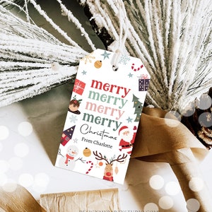 Editable Christmas Gift Tags Holiday Favor Tags Merry Christmas Holiday ...
